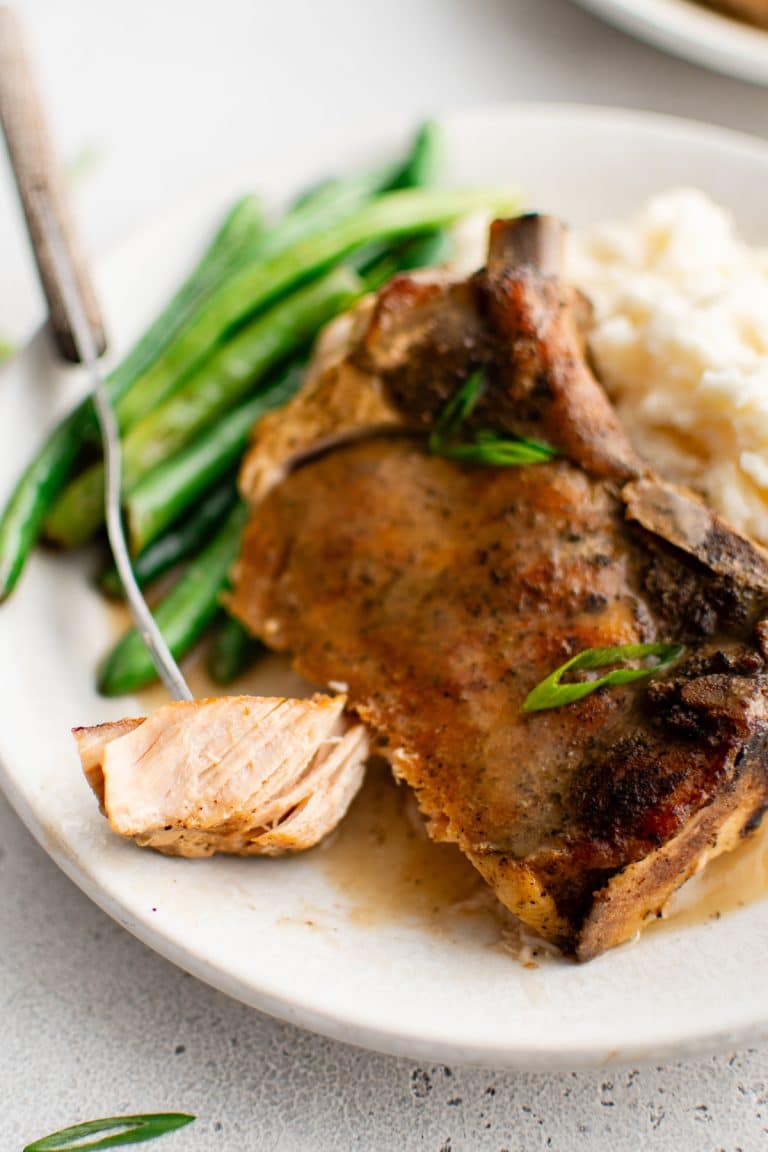 Crock Pot Pork Chops (with Dijon Wine Sauce) - The Forked Spoon