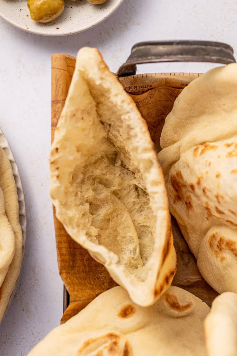 Homemade Pita Bread Recipe (With Instant Yeast) - The Forked Spoon